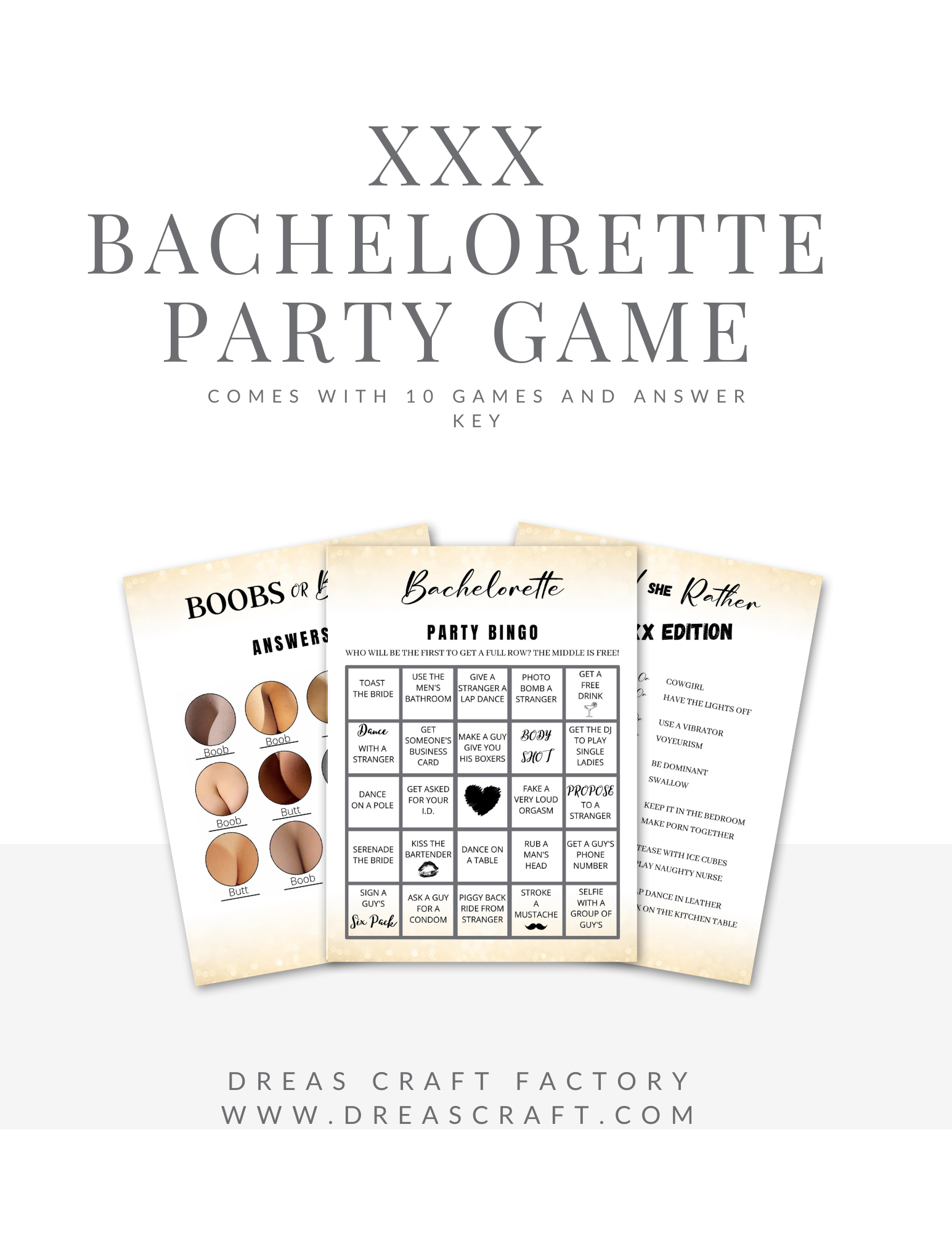 Adult Xxx Party Games Bachelorette Party Games Bundle Dreas Craft